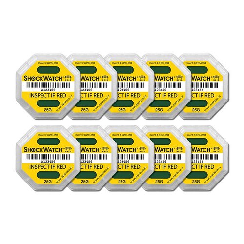 SpotSee | ShockWatch® RFID Indicator & Ring Label - 25G: Yellow