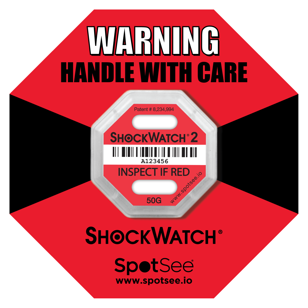 SpotSee | ShockWatch® 2 Indicator & Ring Label - 50G (Red)