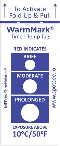 SpotSee | WarmMark Ascending Time-Temp Indicator (10C/50F, 48 Hours)