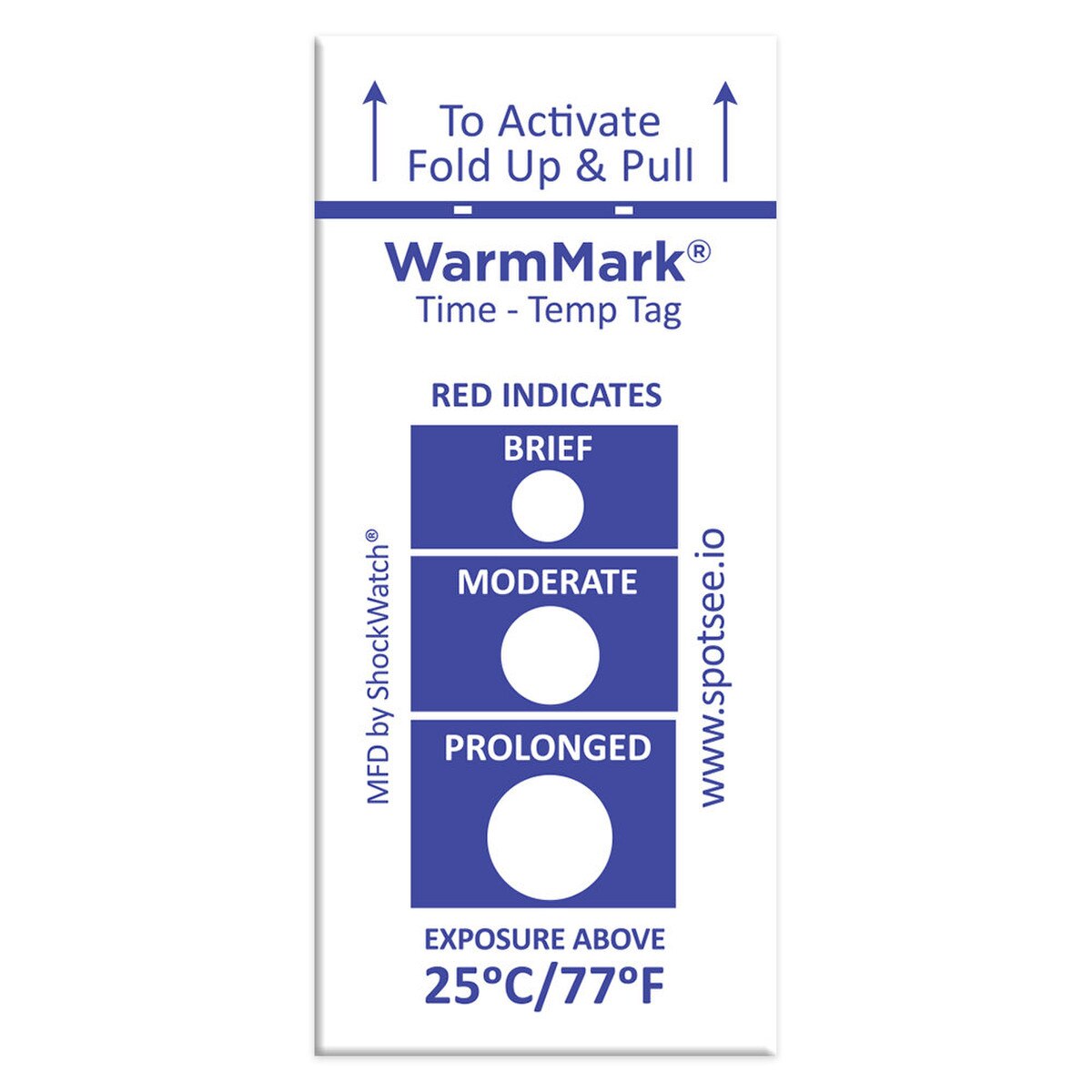 SpotSee | WarmMark Ascending Time-Temperature Indicator (25C/77F, 8 Hours)