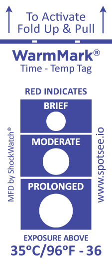 SpotSee | WarmMark Ascending Time-Temp Indicator (35C/95F, 36 Hours)